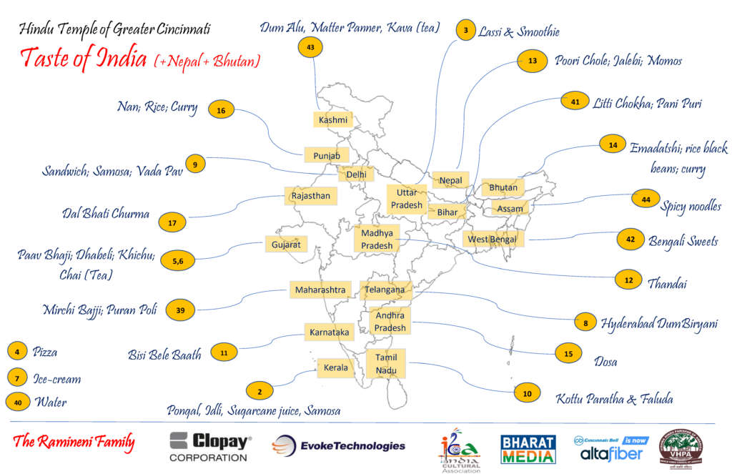 Taste of India: Map – Hindu Temple of Greater Cincinnati